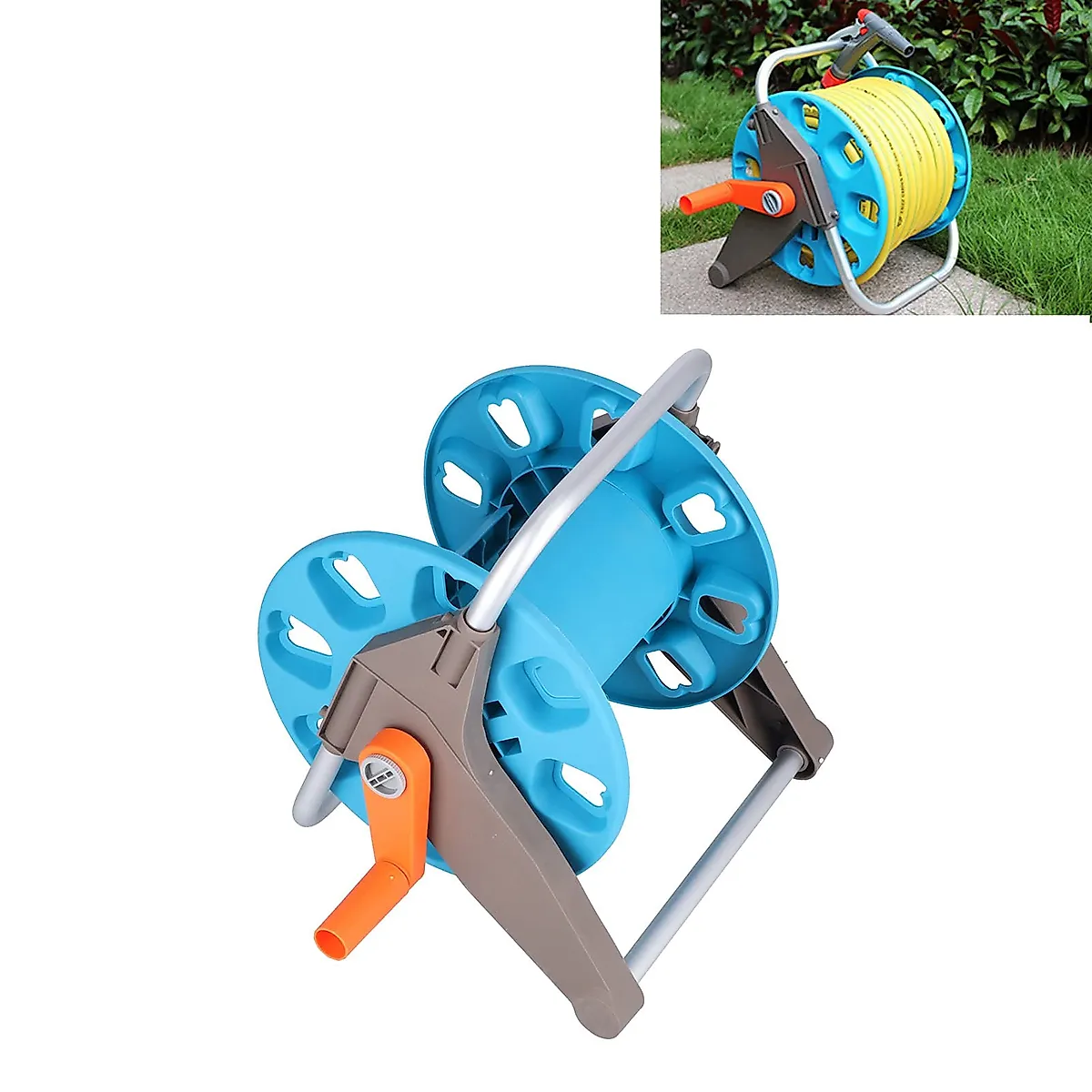 Garden Hose Reel Cart, Portable Water Hose Rack Floor Mounted Water Pipe Organizer Reel for Outdoor Garden, Lawn, and Patio