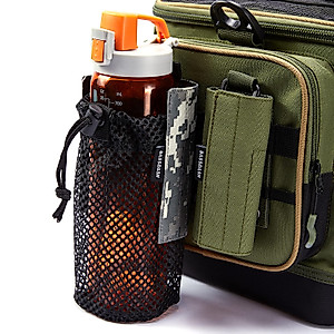 Bassdash Tactical Molle Water Bottle Pouch with Carabiner Foldable Mesh Holder Bag for Travel Fishing Hunting Hiking Outdoor Activities