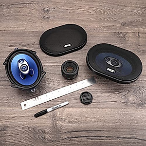 Pyle 5” x 7” Car Sound Speaker (Pair) - Upgraded Blue Poly Injection Cone 3-Way 300 Watts w/Non-fatiguing Butyl Rubber Surround 80-20Khz Frequency Response 4 Ohm & 1" ASV Voice Coil - PL573BL, Apple