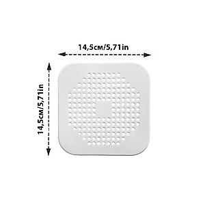 AG COMPANY 1 Pc white Rubber Silicone Square Sink Strainer Bathroom – Best Protection Flat Strainer Stopper with Suction Cups - Filter Shower Drain Cover Stall - Bathtub Hair Catcher Drain Covers.