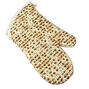 Israel Giftware Happy Passover Gifts for Passover Seder, 3 Piece Matzah Passover Pesach Dinner Hostess Gifts - Passover Decor - Potholder, Oven Mitt and Cooking Apron Set, Beige