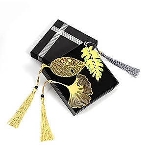Tueascallk Metal Leaf Tassel Bookmarks - As The Best Gift