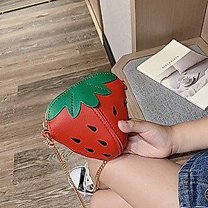 Strawberry Shape CrossBody Purse Bag,Cellphone Shoulder Bags Card Holder Wallet PU Phone Shoulder Wallet for Women Girl (Red)