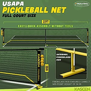 KASCEN Pickleball Net - Pickleball Net for Driveway, 22FT USAPA Portable Pickleball Set with Net, Pickle Ball Net with 4 Pickleballs & Carry Bag, Pickle Ball Net for Outdoor Indoor Court Backyard