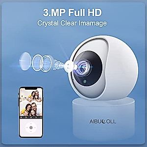 AIBUCOLL WiFi Monitor Indoor Home Security Camera- Smart Baby and Pet Monitor- Movement and Sound Detection- 1080P Camera Resolution-Night Vision Motion- Compatible with Apple and Android
