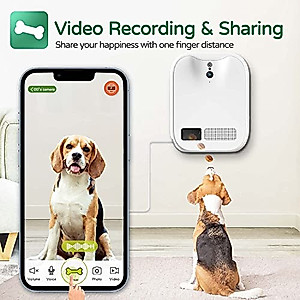 CENGCEN Pet Monitoring Camera Dog Treat Dispenser Two-Way Audio HD WiFi Dog Camera with 130° View, Remote Tossing App Compatible with Android/iOS, Supports Cloud Storage, Night Vision, Wall Mounted