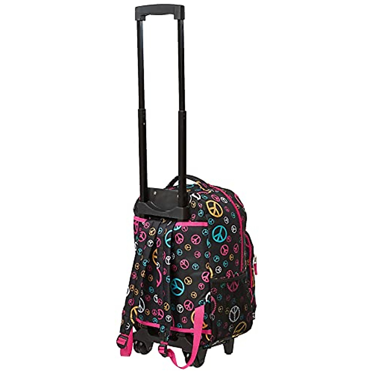 Rockland Double Handle Rolling Backpack, Peace, 17-Inch