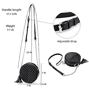 Crossbody Bags for Women Round Purse Quilted purse, Faux Leather, with Tassel