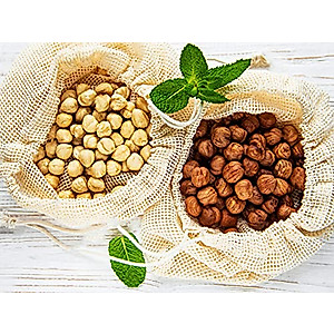 WHITEWRAP Reusable Mesh Bags with Drawstrings | 10”x18” Large |6-Pack |Eco Friendly Bags, Food Storage, Natural Cotton, Biodegradable Fabric Bags, Snack Bags, Cloth Bags, Gift Bag for Halloween