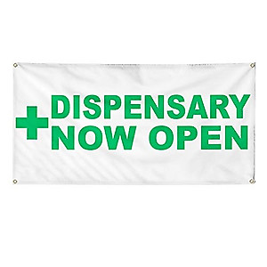 Vinyl Banner Multiple Sizes Dispensary Now Open Green Health & Medical Outdoor Weatherproof Industrial Yard Signs 6 Grommets 36x72Inches