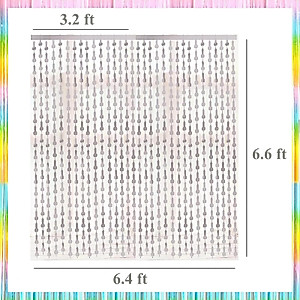 3PCS Bachelorette Party Decorations, Tassel Curtains Photo Backdrop for Wedding Bridal Shower Hen Bride to Be Party Supplies (Silver)