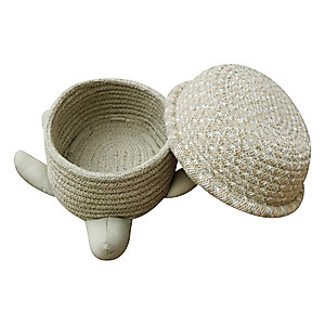 Lorena Canals Basket for Kids Baby Turtle. Olive Ivory Natural Size: 4" x 10" x 9"