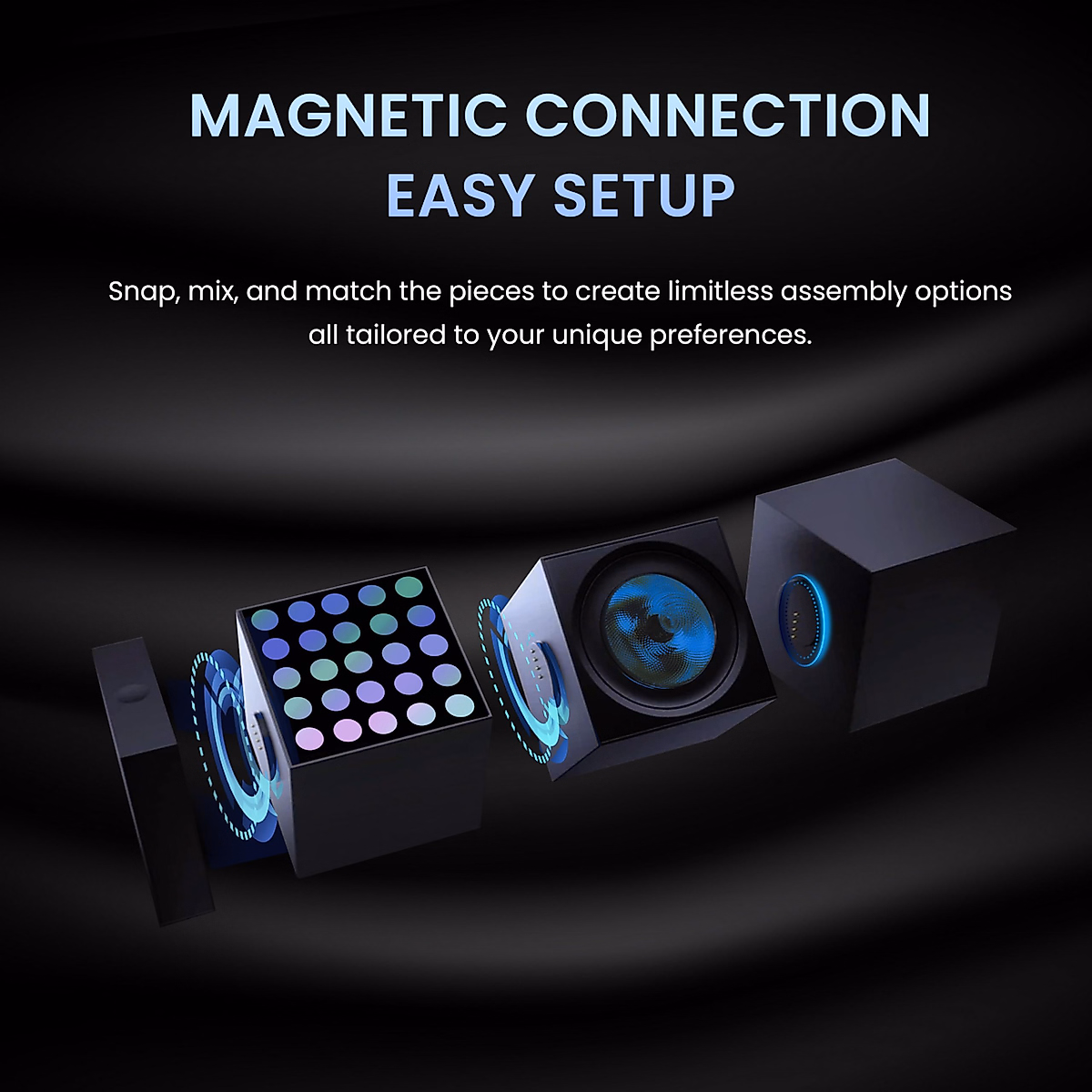 YEELIGHT Cube Smart Table Ambient Lamp, Panel Light, 16 Million Colors Option, RGBIC Individual Addressable, Dynamic Lighting, Music Flow, WiFi Connected, APP Control, Cube*1, Adapter*1