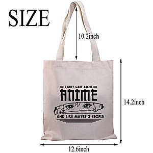 BDPWSS Anime tote bag for women Anime Lover Gifts I Only Care About Anime And Like Maybe 3 People Gift (Care about anime TG)