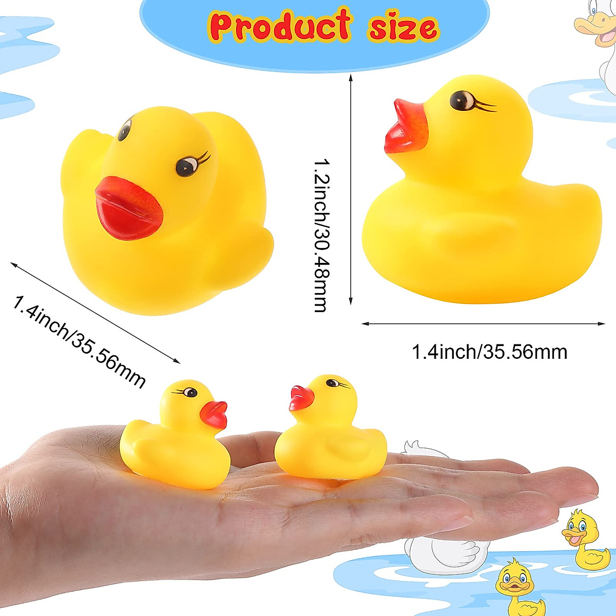 100 PCS Mini Rubber Duck Float Ducks Ribbon Bath Ducks Bulk Breast Pancreatic Cancer Mental Health Ducks Bathtub Toys Bulk Rubber Ducks for Cancer Awareness Pool Decorations(Funny,Yellow)