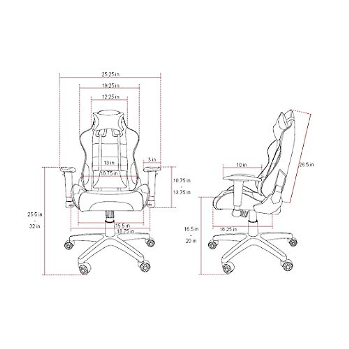 Arozzi - Verona Junior Ergonomic Computer Gaming/Office Chair with High Backrest, Recliner, Swivel, Tilt, Rocker, Adjustable Height and Adjustable Lumbar and Neck Support - White