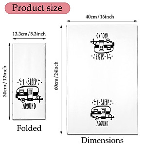 Hafhue I Sleep Around Kitchen Towel, Funny Camping Kitchen Towel Gifts for Women Sisters Friends Mom Aunts, Housewarming Gift for Women Hostess, New Home Gift for Women, Camping Gifts