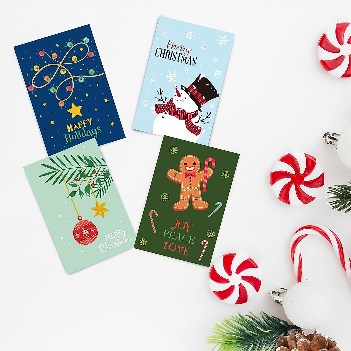 Hunanyume 24 Sets Christmas Cards With Red Envelopes, Stickers & Greetings Inside, 4×6 in Boxed Assorted New Years Cards Holiday Cards for Loved ones, Friends and Family