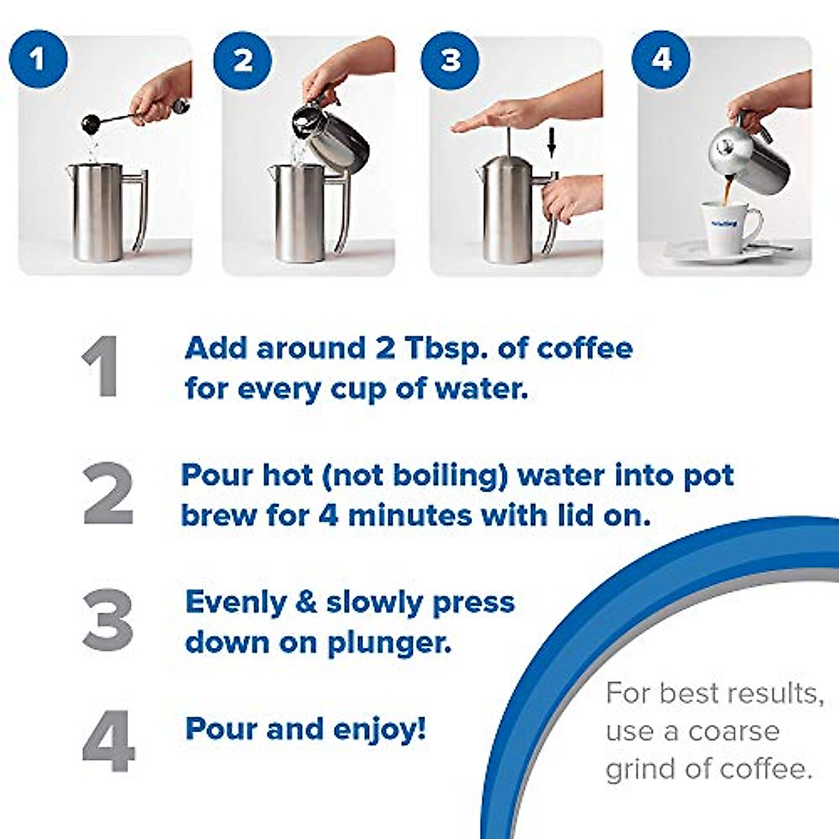 Frieling Double-Walled Stainless-Steel French Press Coffee Maker in Frustration Free Packaging, Polished, 17 Ounces