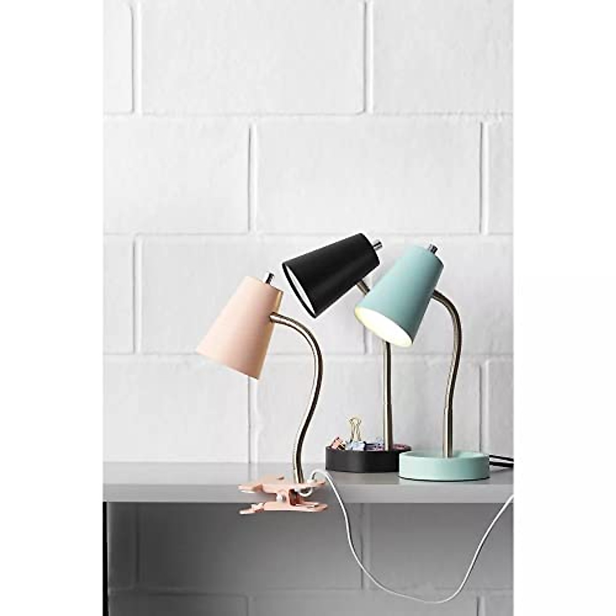 Room Essentials Clip Table Lamp Grey (Includes LED Light Bulb)