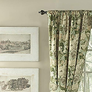 Waverly - 14916100X084MST Garden Glory-Rod Pocket Curtains for Living Room, Double Panel, 84x100, Mist