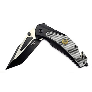 Vulcan Gear Emergency Service Tactical Assisted Open Metal Rescue Folding Knife (Black - S.W.A.T)