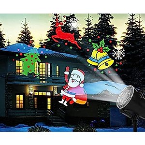 Christmas Projector Lights Outdoor Projector Lights Waterproof Plug in Moving Effect Wall Mountable for Halloween Christmas Holiday New Year Home Party Decoration Show (Reindeer Santa)
