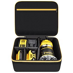 Tool Case Compatible with DEWALT 20V Max XR (DCW600B)/ for Makita XTR01Z 18V LXT Lithium-Ion Cordless Router, Sailcloth Storage Carrying Holder for Dewalt Batteries, Charger, Router Bits (Bag Only)