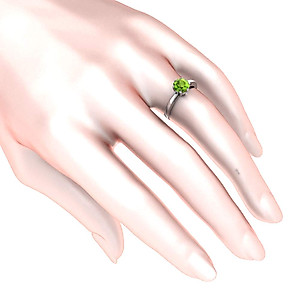 Belinda Jewelz Ring for Womens 925 Sterling Silver Band Ring Green Peridot Gemstone Ring Solitaire Center Round 7mm Jewelry Gift for Her, Size 7