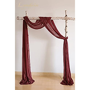 Lookein Chiffon Runner Arch Decorations for Wedding Ceremony Arch Drapping Fabric for Wedding Swags, 2 Panels 30" Wide 6 Yards Long, Burgunday