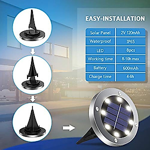 Solar Outdoor Lights 12 Packs, Garden Solar Lights Outdoor Waterproof Solar Pathway Lights Bright In-Ground Lights Outdoor Lighting Decor for Lawn, Patio , Yard, Driveway, Step and Walkway White Light