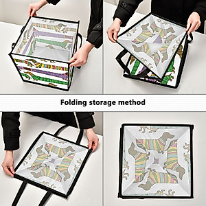 Cartoon Dachshund Dogs Storage Bin Collapsible Toy Storage Basket Cube Laundry Basket Waterproof Nursery Hamper with Handles for Kids Boys Kids Toys Shelf Laundry Girls Home Decor