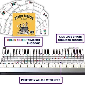 QMG Piano and Keyboard Note Chart and Complete Color Note Piano Music Lesson and Guide Book for Kids and Beginners