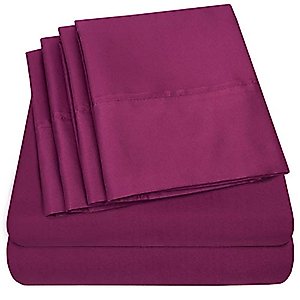 Cal King Size Bed Sheets - 6 Piece 1500 Supreme Collection Fine Brushed Microfiber Deep Pocket California King Sheet Set Bedding - 2 Extra Pillow Cases, Great Value, California King, Berry