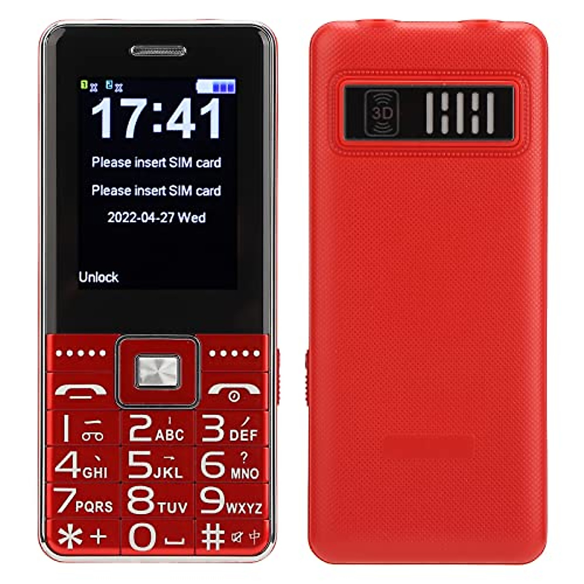 G600 Unlocked Cell Phone for Senior, 2G GSM Unlocked Mobile Phone, 6800mah, Dual SIM Senior Phone Unlocked with Big Button Loud Voice (Red)