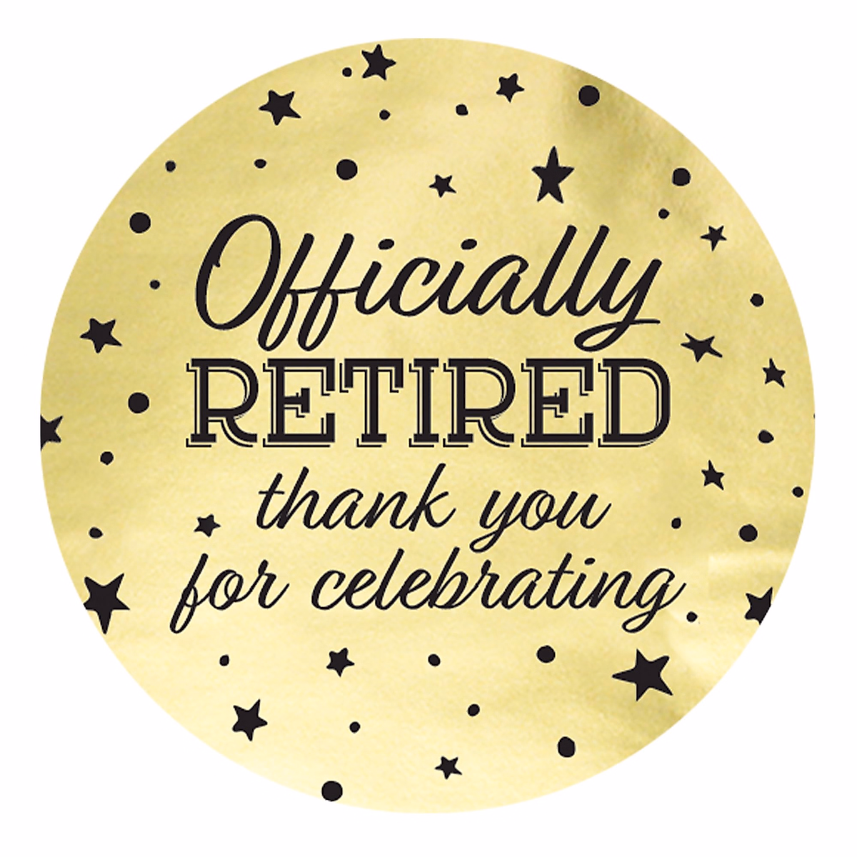 Black and Gold Retirement Party Thank You Stickers, Shiny Gold Foil Retirement Party Decor - 40 Count