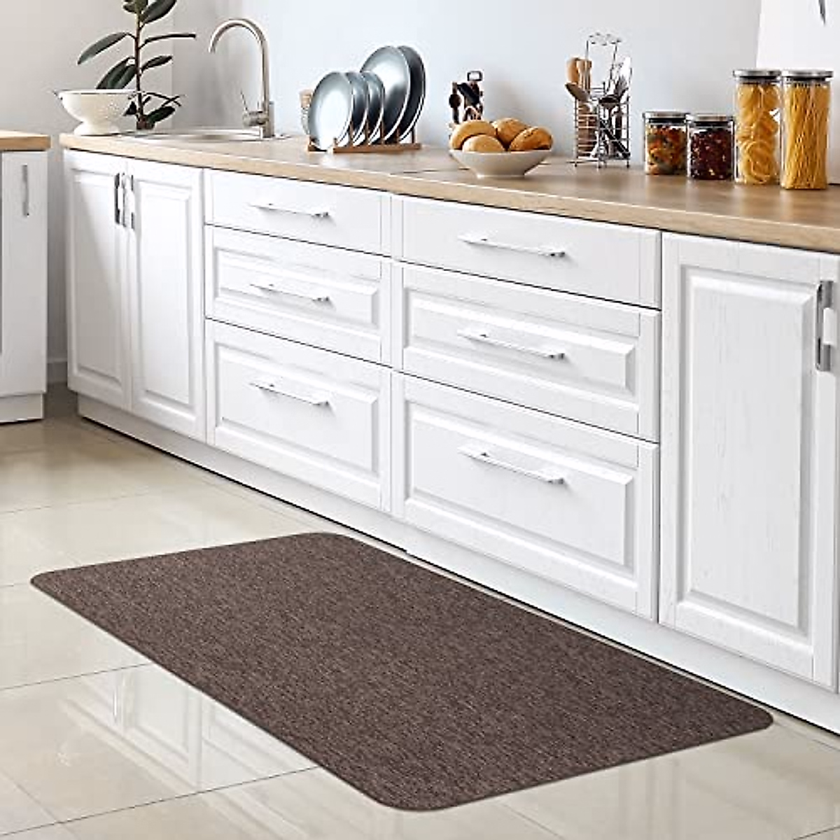 House, Home and More Skid-Resistant Carpet Indoor Area Rug Floor Mat - Pebble Gray - 3 Feet X 3 Feet
