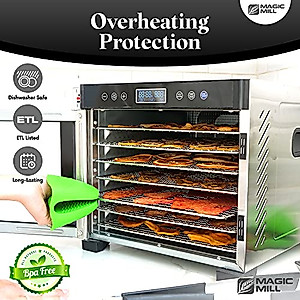 Magic Mill Food Dehydrator Machine | 7 Stainless Steel Trays | Dryer for Jerky, Dog Treats, Herb, Meat, Beef, Fruit | Keep Warm Function, Digital Timer and Temperature Control, Equipped Safety Over-Heat Protection, ETL Approved - (MFD-7070, 7 Stainless St
