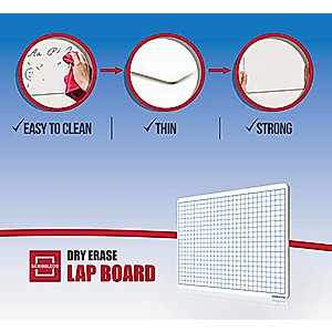 SCRIBBLEDO Dry Erase Grid Whiteboard 9" x 12" Double Sided Graph White Board with Grid Lines for Kids and Students Portable Dry Erase Lapboards for Home School and Classroom