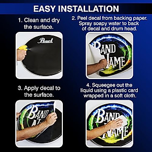 Custom Bass Drum Decal for Drum Head - Your Logo, Drum Stickers and Decals, Custom Decals, Drum Kit Wrap Skin, Easy Apply & Remove for DIY or Professional Bands, Made in USA