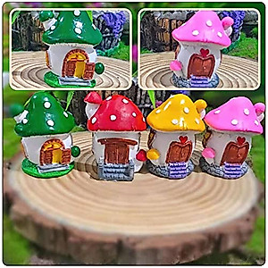 Happyyami 4 Pcs Micro Landscape Mushroom House Outdoor Garden Statues Accessories Tabletop Ornament Mini Mushroom House Mushroom Garden Statue Small Terrarium Figurine Fairy Resin Supplies
