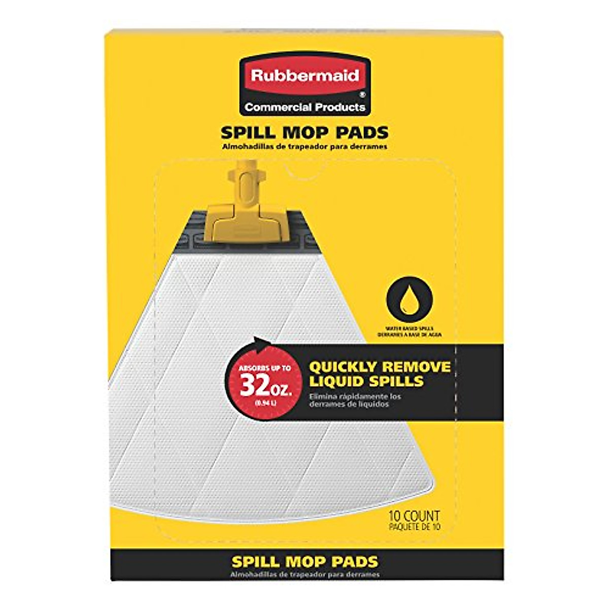 Rubbermaid Commercial Disposable, Highly Absorbant Spill Mop Pads for Spill Mop 2031093, Gray (2017059)(10-Pack)
