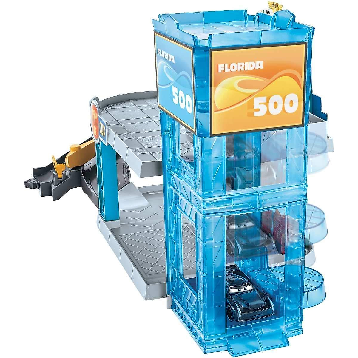 Mattel Disney and Pixar Cars Playset with Lightning McQueen Toy Car & Working Elevator, Florida 500 Racing Garage