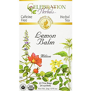 Celebration Herbals Organic Lemon Balm Tea Bags, 24 Count