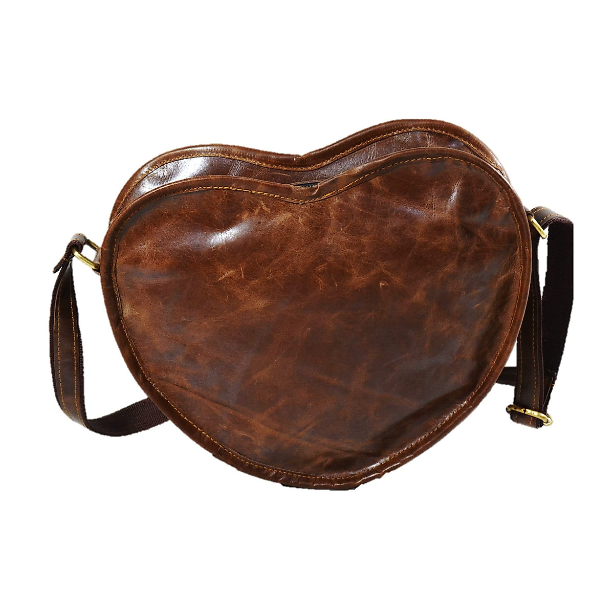 URBAN DEZIRE Women’s Handmade Genuine Buff Leather Messenger Cross-body Purse Shoulder Handbag (Brown, 12.5" L x 10" H x 3" W)