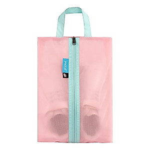pack all Water Resistant Kids Shoe Bag for Travel, Storage Organizer Shoe Pouch with Zipper, Cute for Unisex-Child, Girls, Boys,Toddlers(Pink)