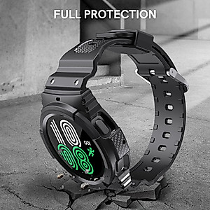 Rugged Case Band for Samsung Galaxy Watch 4 Classic 40mm Band with Bumper Accessories,Sport Protective Cases/Cover Protector Drop-Proof Shockproof for Galaxy watch 4 band 40mm,40mm,,Black