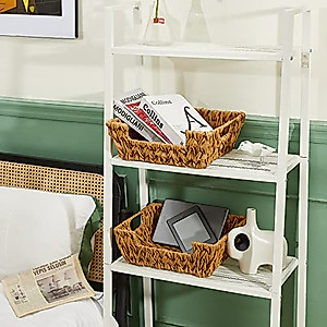 JMKaixin Wicker Storage Baskets, Water Hyacinth Storage Basket with Built-in Handles,2-Pack Hand Woven Baskets with Carry Handles for Storage 13.75" x 11" x 5"