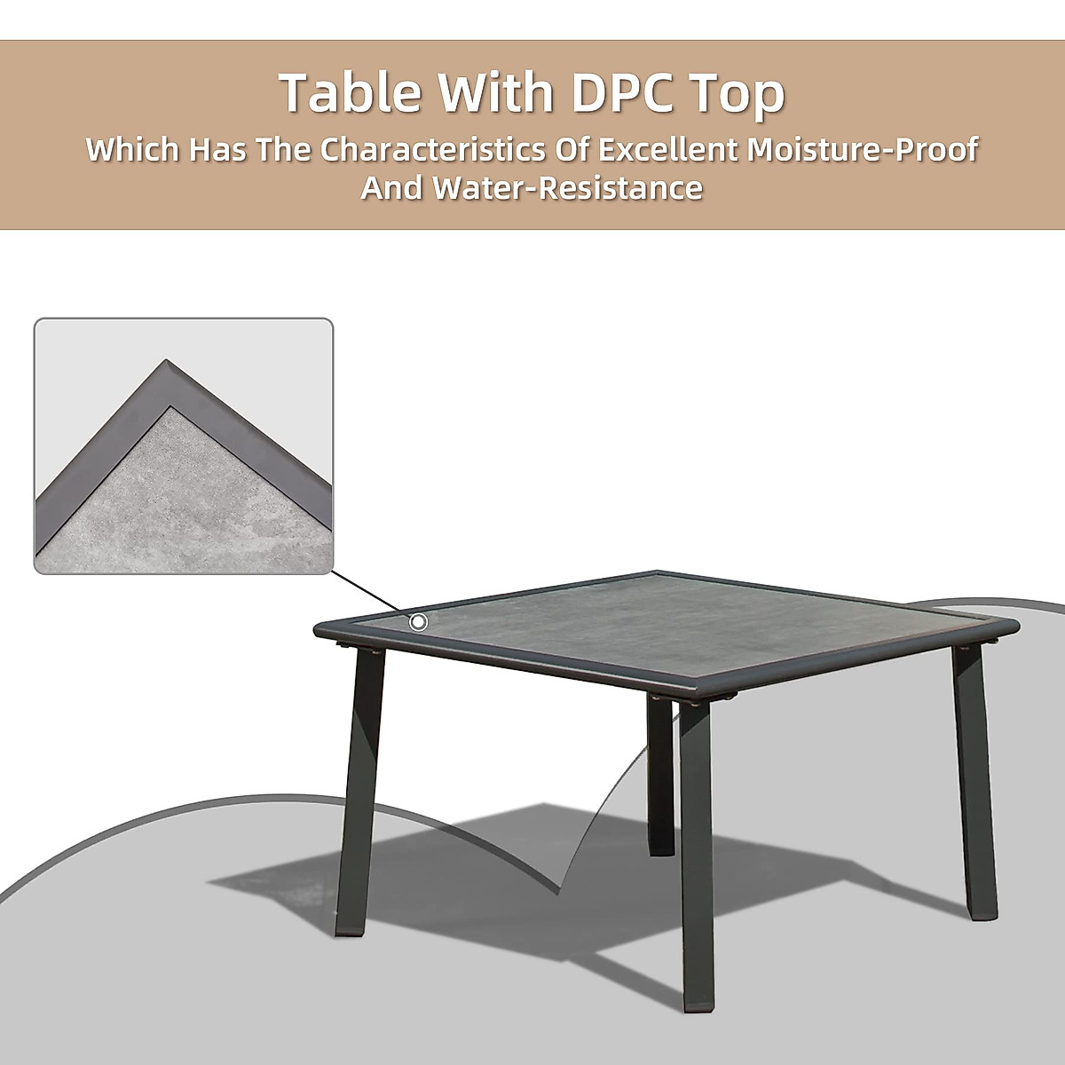 Domi Outdoor 4 PCS Patio Conversation Set with Removable Grey Cushions, Plastic Dining Table and Chairs Dining Set for Garden Lawn Yard