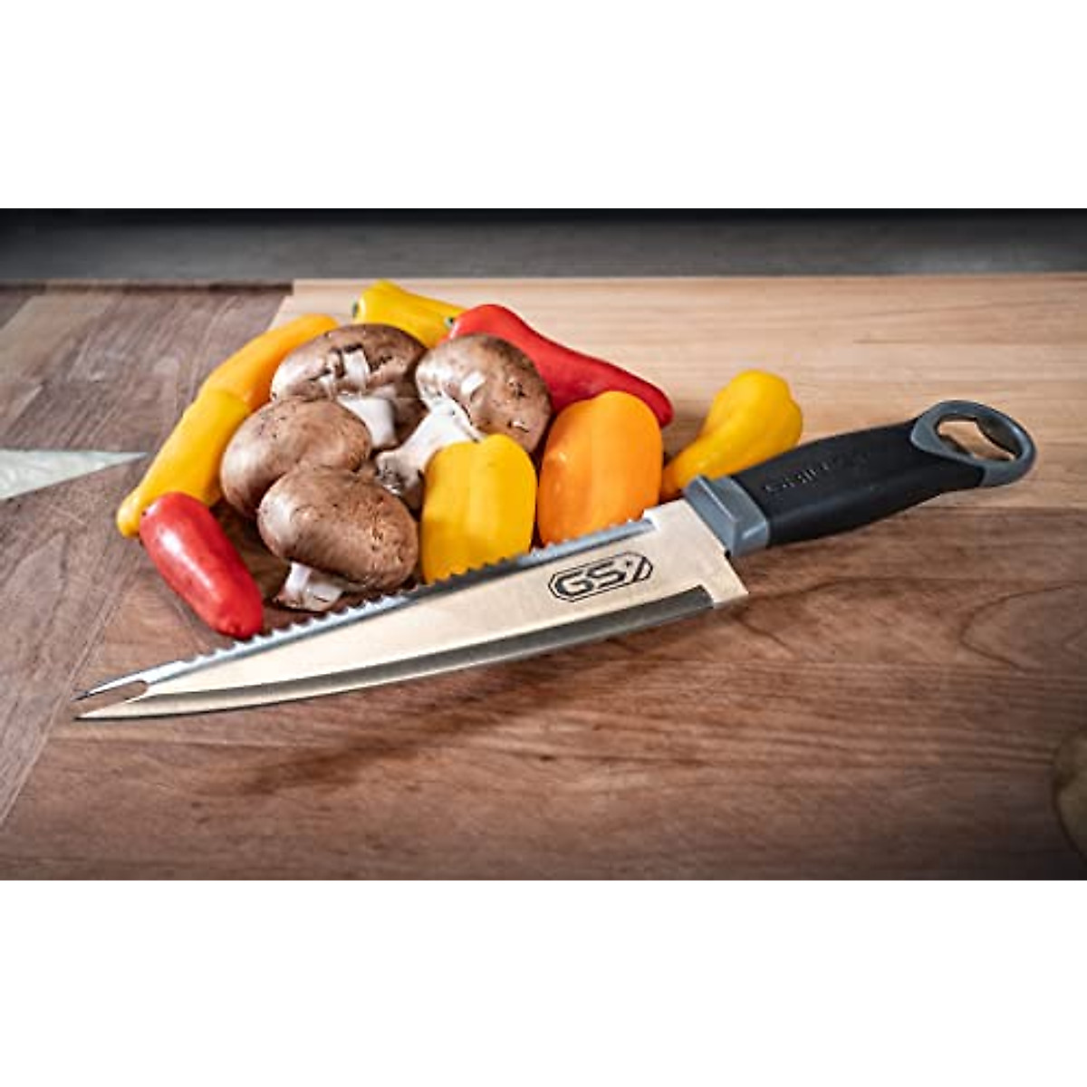 VIPER Grill Utility Knife - 8 inch High Carbon Stainless Steel Chef Knife Bread Knife Meat Turner Bottle Opener with Sheath Grilling Gifts for Dad Men